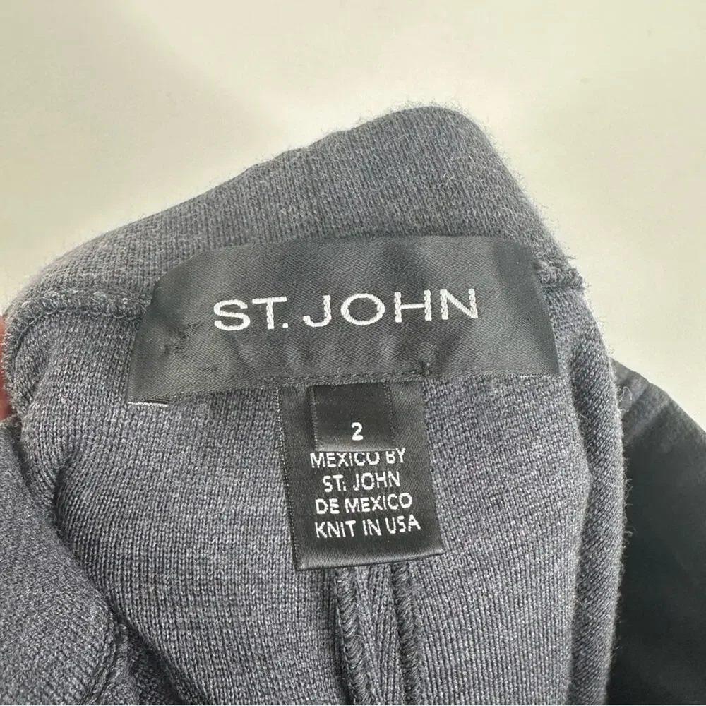 St. John | Pants & Jumpsuits | St John Size 2 Gray Wool Blend Wide Leg ...